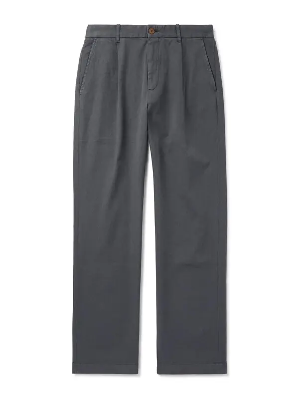 Mr P. Edward Straight-leg Pleated Trousers - Gray