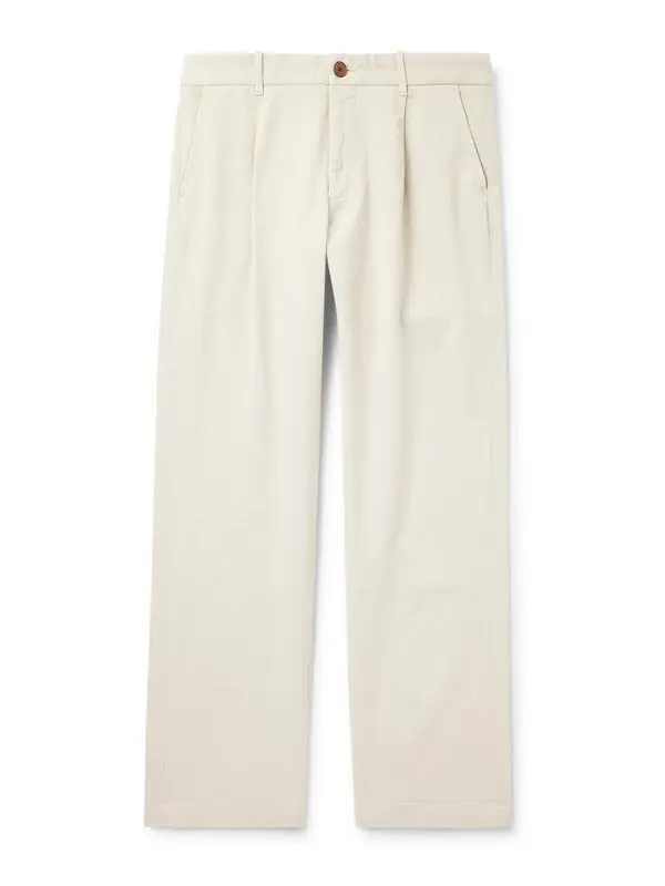 Mr P. Edward Straight-leg Cotton-blend Cavalry Twill Trousers - Gray