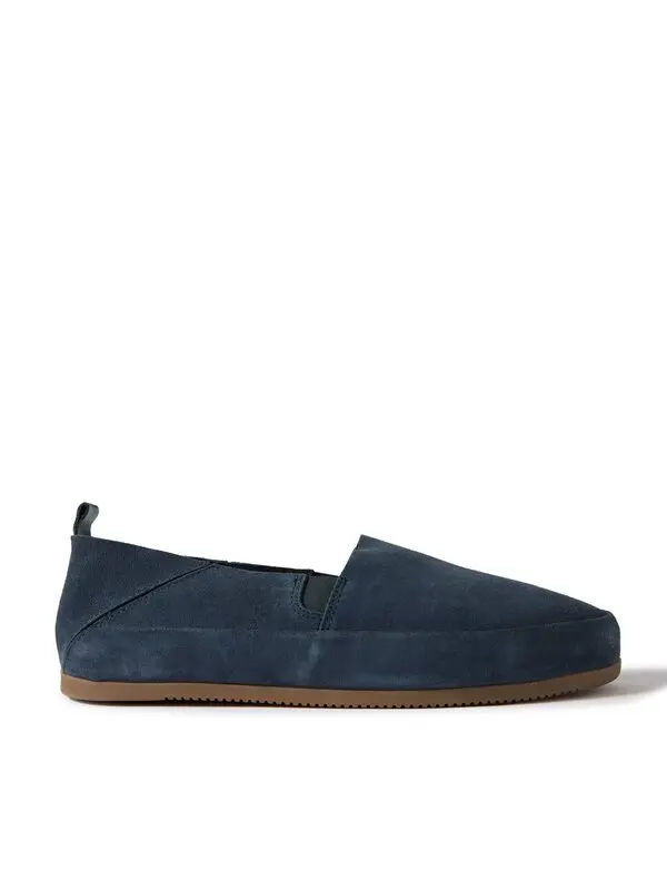 Mulo Collapsible-heel Suede Loafers - Blue