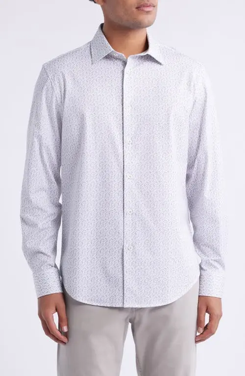 Bugatchi James Ooohcotton® Floral Print Button-up Shirt - Sand
