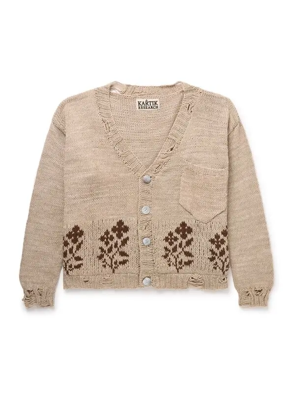 KARTIK RESEARCH Distressed Kala Cotton Cardigan - Neutrals