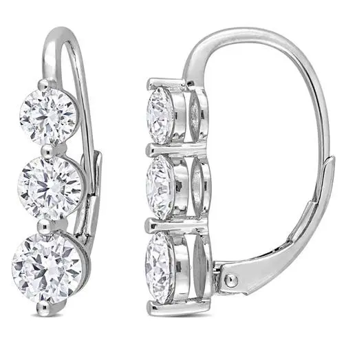 JULIANNA B. Moissanite 3-stone Leverback Earrings
