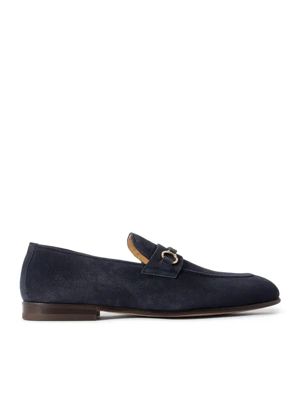 Brunello Cucinelli Embellished Suede Loafers - Blue