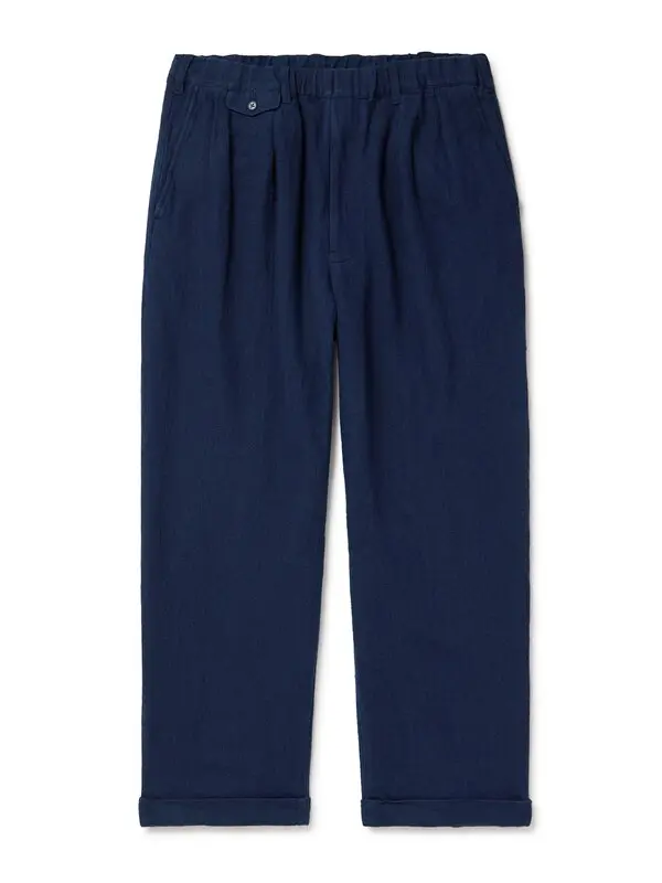 BEAMS Straight-leg Linen And Cotton-blend Trousers - Blue