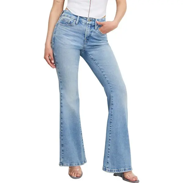 Good American Dolly Joleans Petite Flare Jeans - Indigo1019