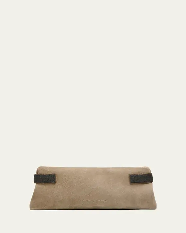 Brunello Cucinelli Essense Monili Suede Clutch