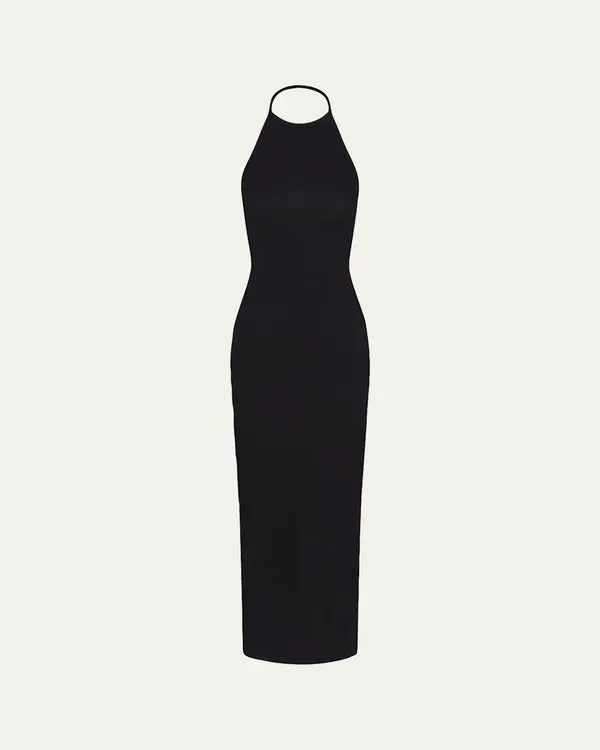 Eterne Vivian Halter Maxi Dress - Blk