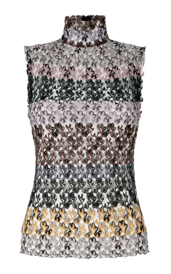 Missoni Lamé Lace Turtleneck Top