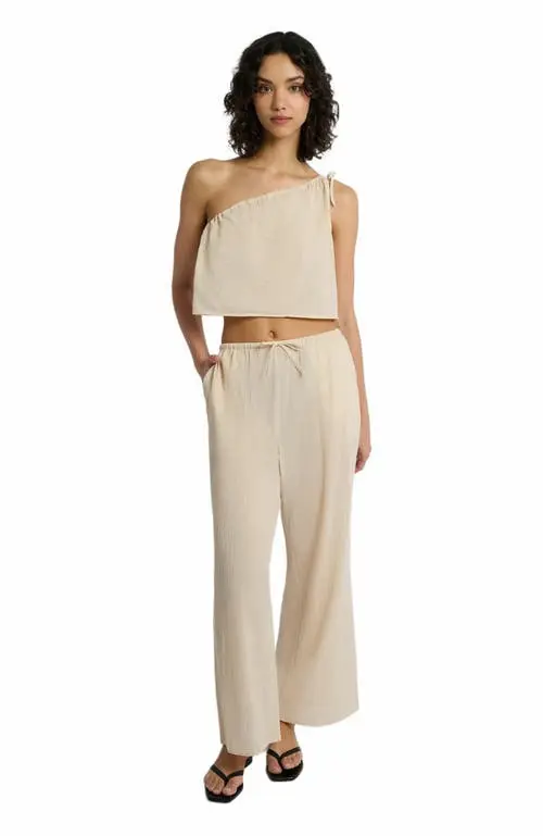 Onia Crinkle Gauze One-shoulder Top - Sandshell