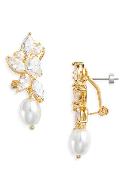 Nordstrom Cubic Zirconia & Faux Pearl Drop Earrings
