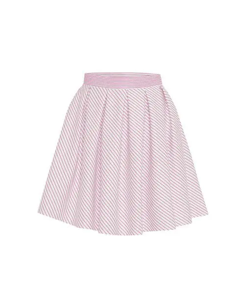 THEO THE LABEL Echo Box Pleat Striped Mini Skirt - Lantana