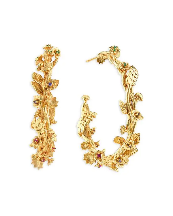 CAPUCINE DE WULF Meadow Pave Flower Grande Hoop Earrings
