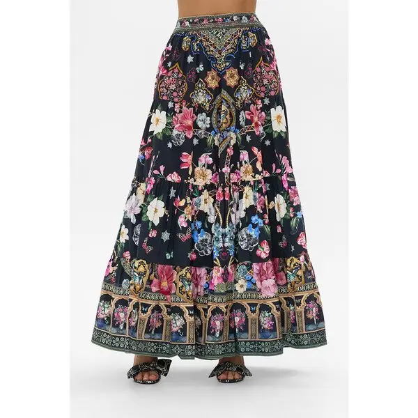 Camilla Tiered Maxi Skirt - Midnight In Monserrate
