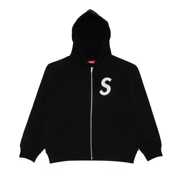 Supreme Logo Zip Up Hooded Sweatshirt - Black | Editorialist