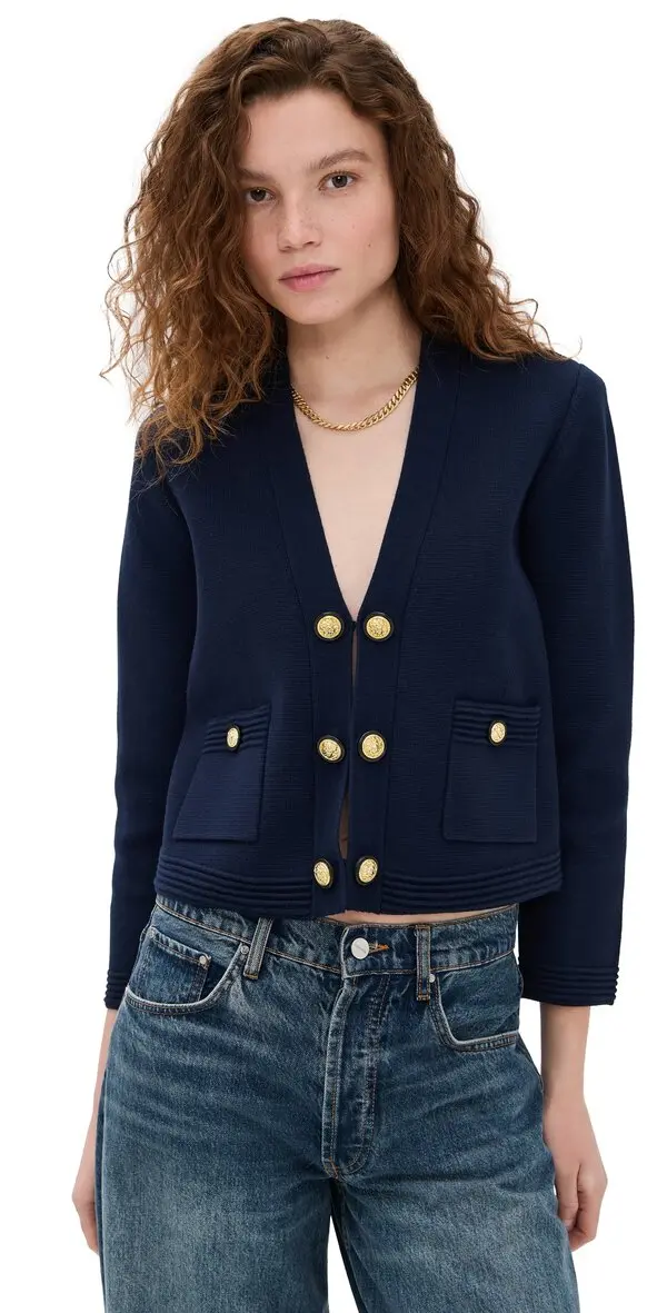 L'Agence Catie Knit Blazer - Midnight/gold