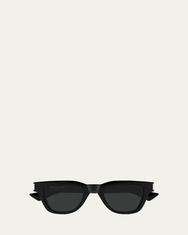 Saint Laurent Sl 789 Jacquesm Rectangle Sunglasses - Shiny Solid Black