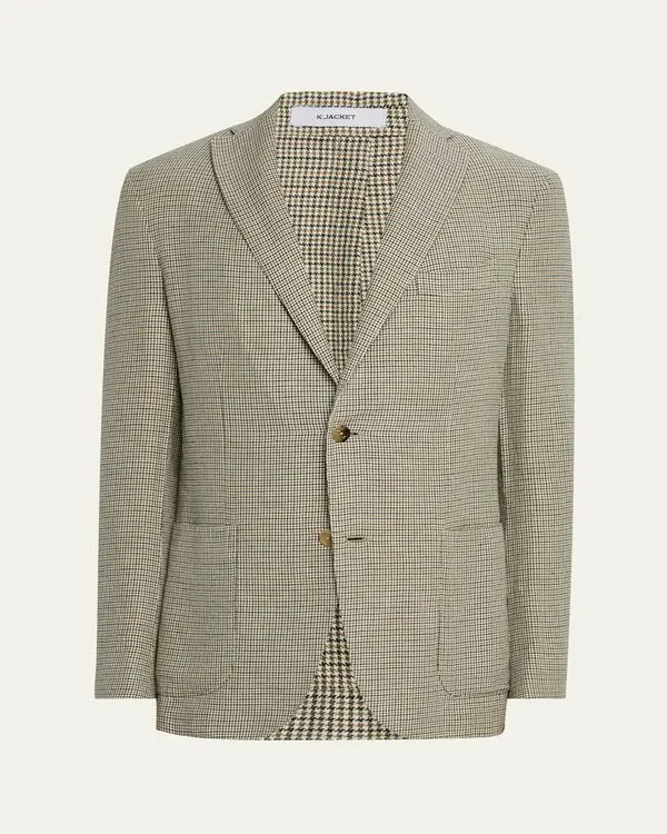 Boglioli Houndstooth Linen-cotton Jacket