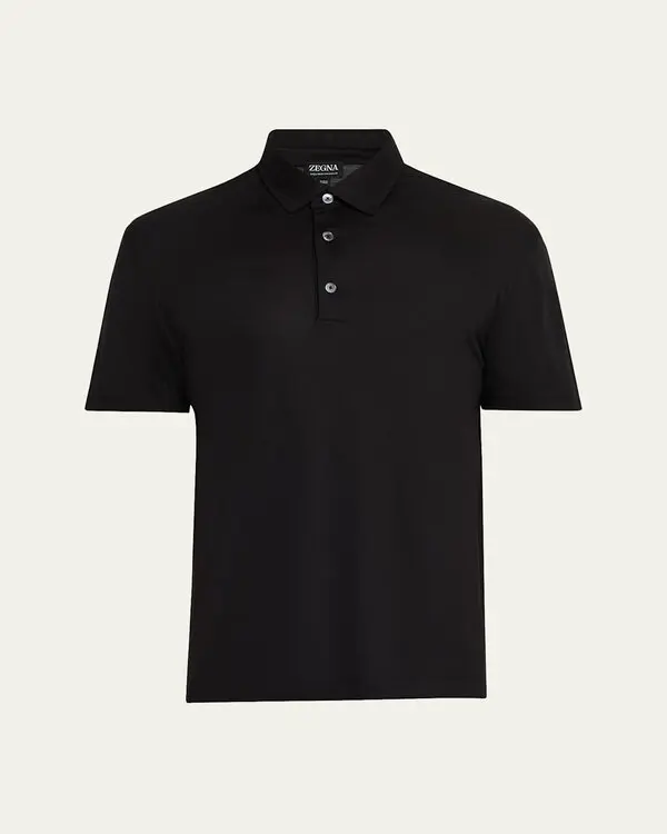 Zegna High-performance Wool Polo Shirt - Blk Sld
