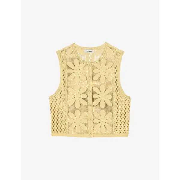 Sandro Flower-pattern Crochet-knit Top