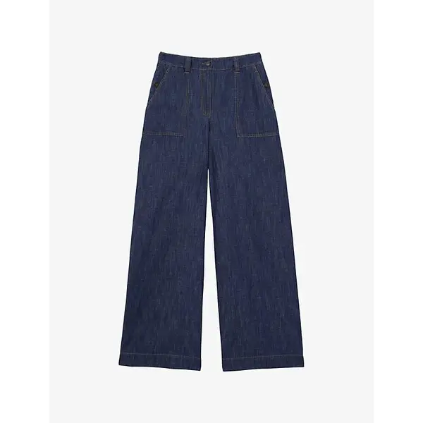 REISS Ashby Linen-blend Denim Trousers - Indigo