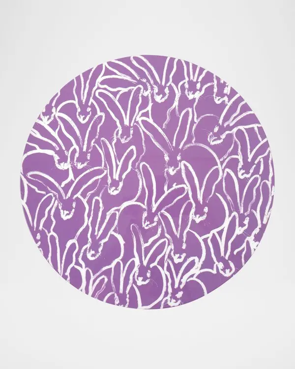HUNT SLONEM Rabbit Run Round Lacquer Placemat - Lilac