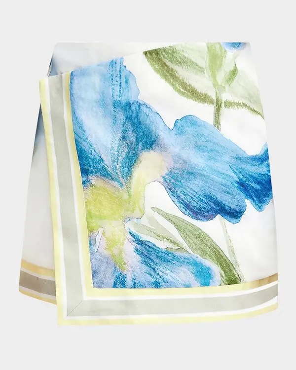 Significant Other Tess Floral Mini Wrap Skirt - Iris Bouquet