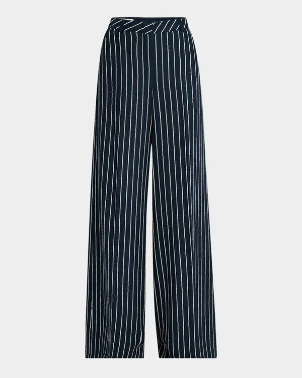 MAISON COMMON Chain Pinstripe Full-leg Pants