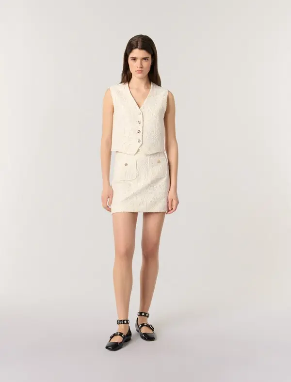 Maje Viscose Lace Jacket - Ecru