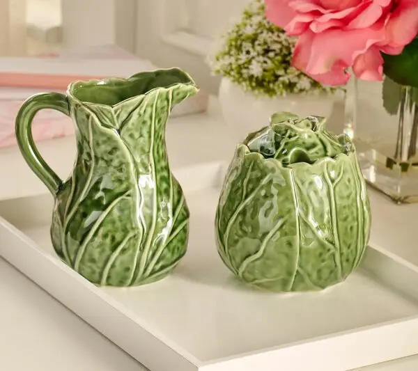 COZY COTTAGE BY LIZ MARIE Cabbage Sugar Bowl And Creamer Set