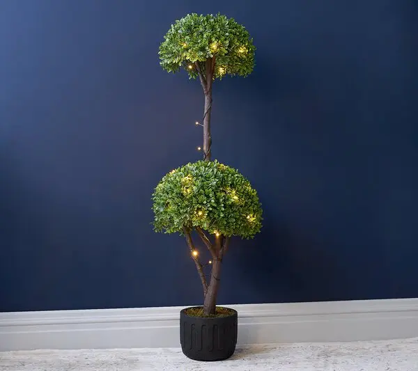 GARDEN REFLECTIONS As Is Lit 2-tier Fauxbonsai In Pot
