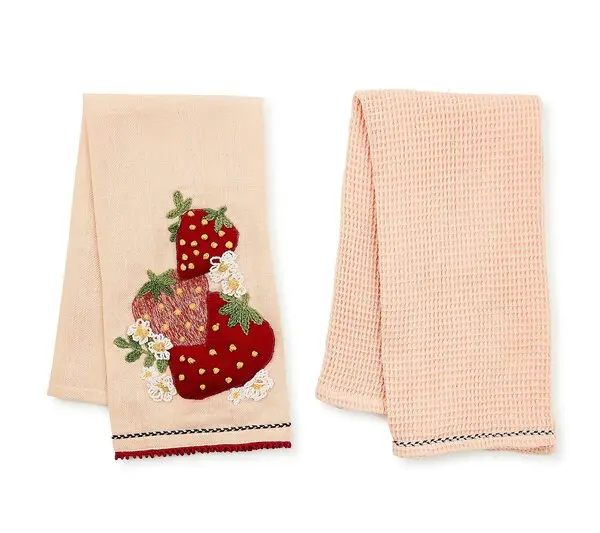 MACKENZIE-CHILDS As Is Set Of 2 Embroidered Dish Towels