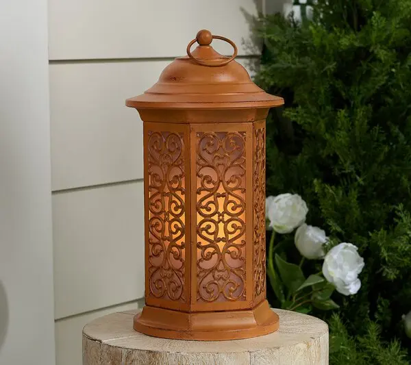 VALERIE PARR HILL As Is 14' In/outdoor Flame Scroll Lantern Valerie