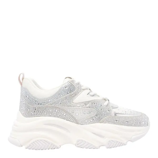 Steve Madden Privy Rhinestone Platform Sneakers - Silver