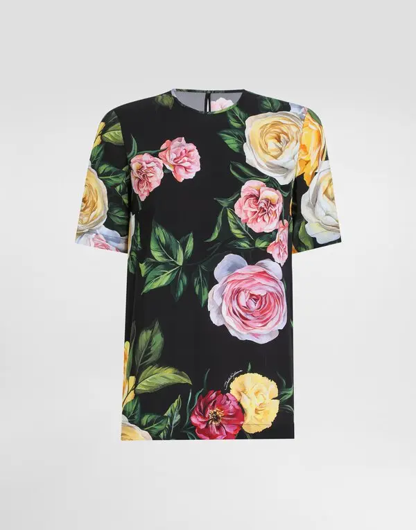 Dolce & Gabbana Silk Charmeuse Blouse With Floral - Print