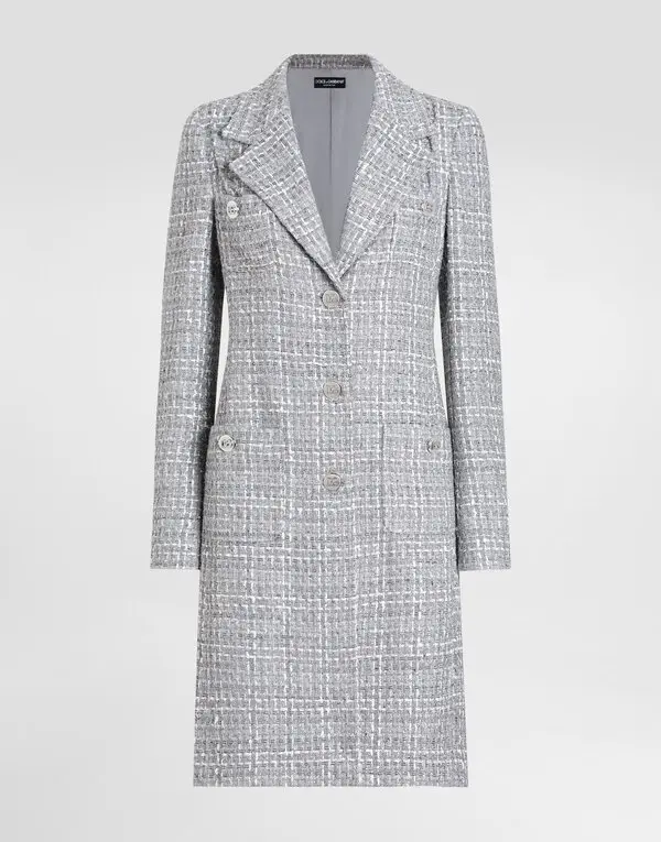 Dolce & Gabbana Single-breasted Lamé Tweed Bouclé Coat - Multicolor