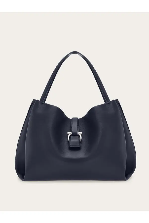 FERRAGAMO Gancini Outline Tote Bag - Navy