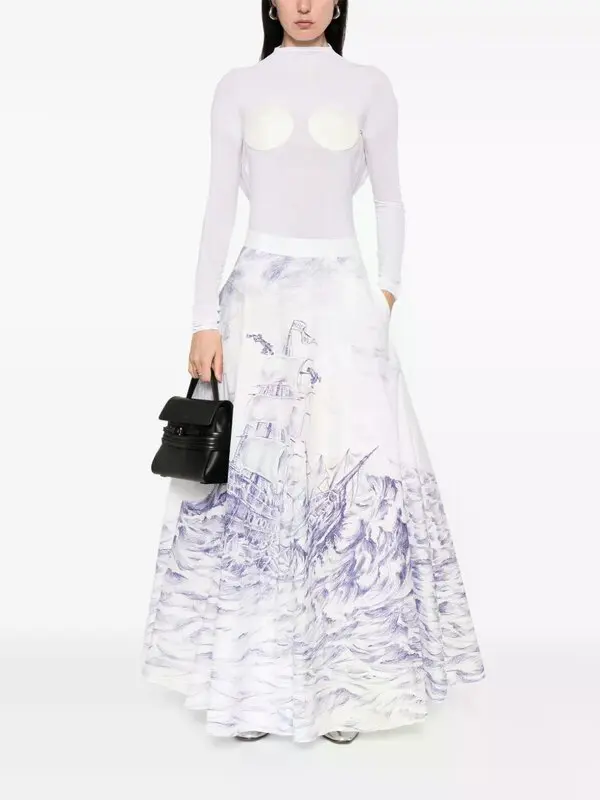 Moschino X Popeye And Olive Oyl Printed Maxi Skirt