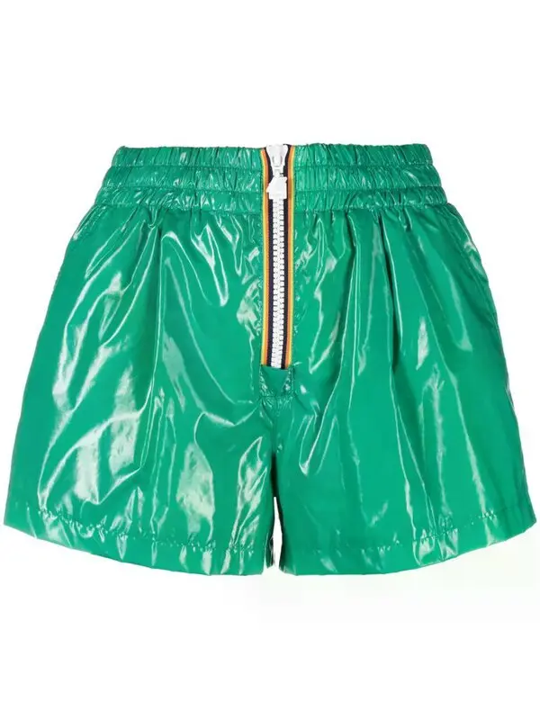 K-WAY Faux Leather Shorts - Green