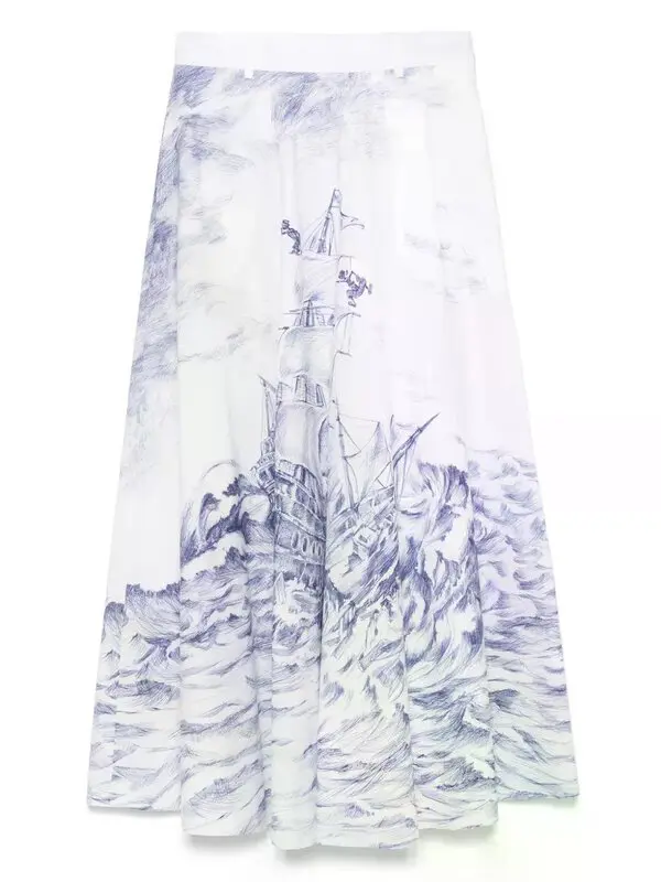 Moschino X Popeye And Olive Oyl Print Maxi Skirt