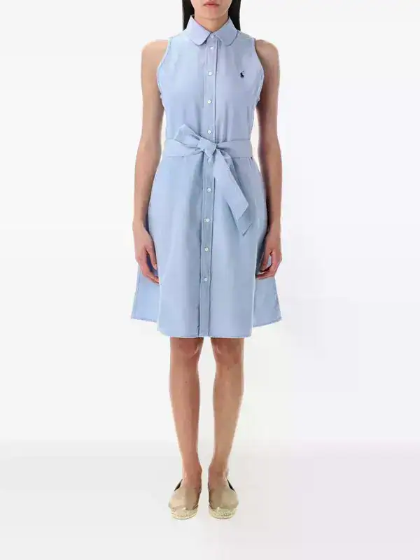 Ralph Lauren Sleeveless Belted Shirt Dress In Blue - 56% Off | Editorialist