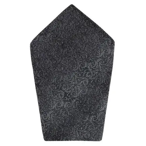 Trafalgar Esteban Scrolling Vines Tone On Tone Patterned Silk 12x12 Pocket Square - Silver And Black