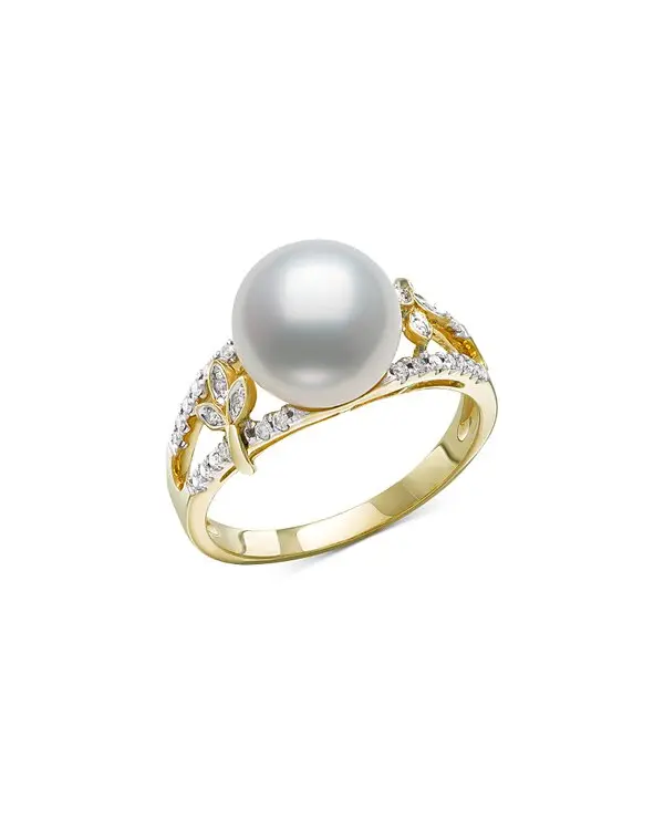 Bloomingdale'S Cultured Pearl And Diamond Ring