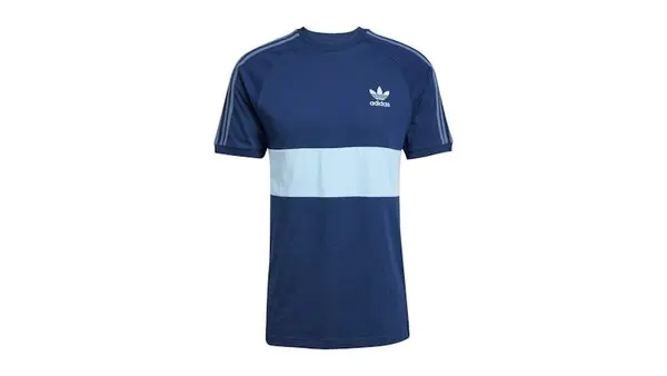 Adidas 3stripes Panel Tee Shirt - Night Indigo/clear Sky Blue