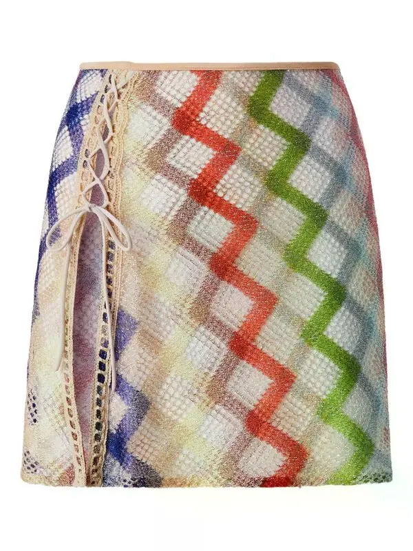 Missoni Mini Skirt With Lace Up Detailing - Neutrals