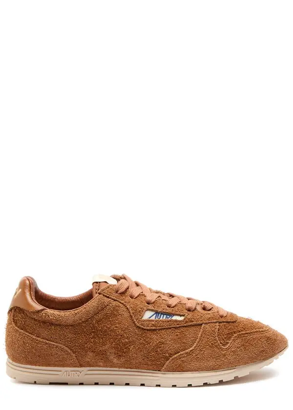 AUTRY Panelled Brushed Suede Sneakers - Brown