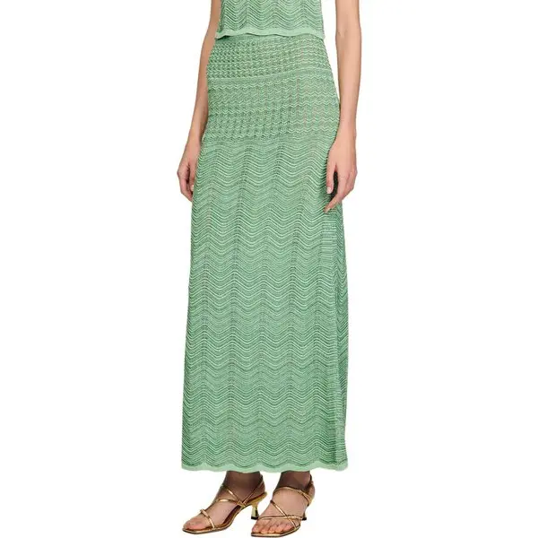 Sandro Long Knit Skirt - Mint