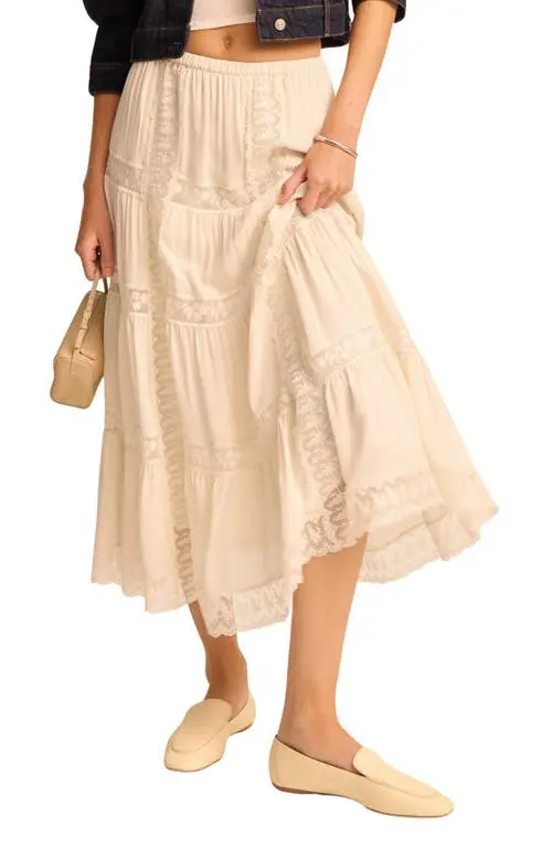 REFORMATION Maevie Lace Inset Tiered Skirt