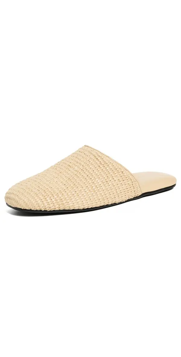BLACK SUEDE STUDIO Shiloh Raffia Slide Mules - Woven Raffia