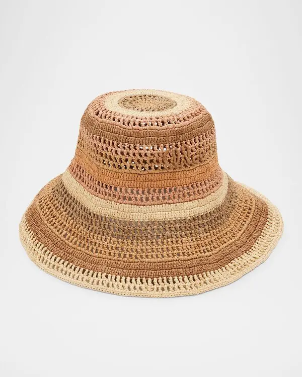 Chloé Sunset Raffia Bucket Hat - Multicolor Beige 1
