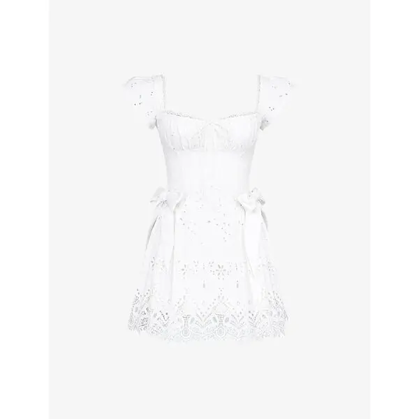House Of Cb Giglio Frill-trim Broderie Mini Dress